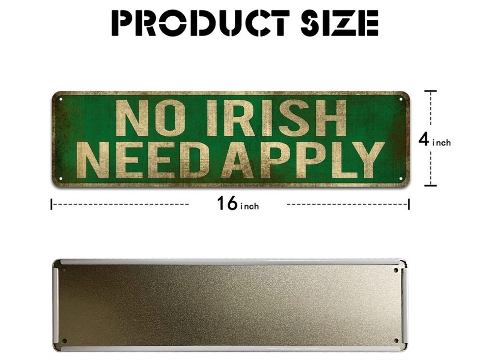 KooLL No Irish Need Apply Tin Sign, Vintage Metal Wall Art Office/Home ...