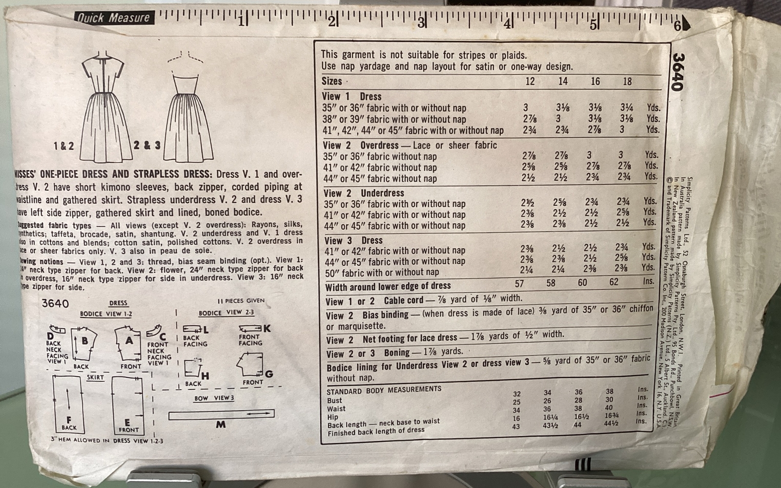 Vintage 1958 Simplicity 3640 Junior & Misses One-piece Dress Size 18 ...