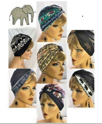 ELEPHANT Print Styles Stretch Turban Head Wrap Chemo Hijab Hat | eBay