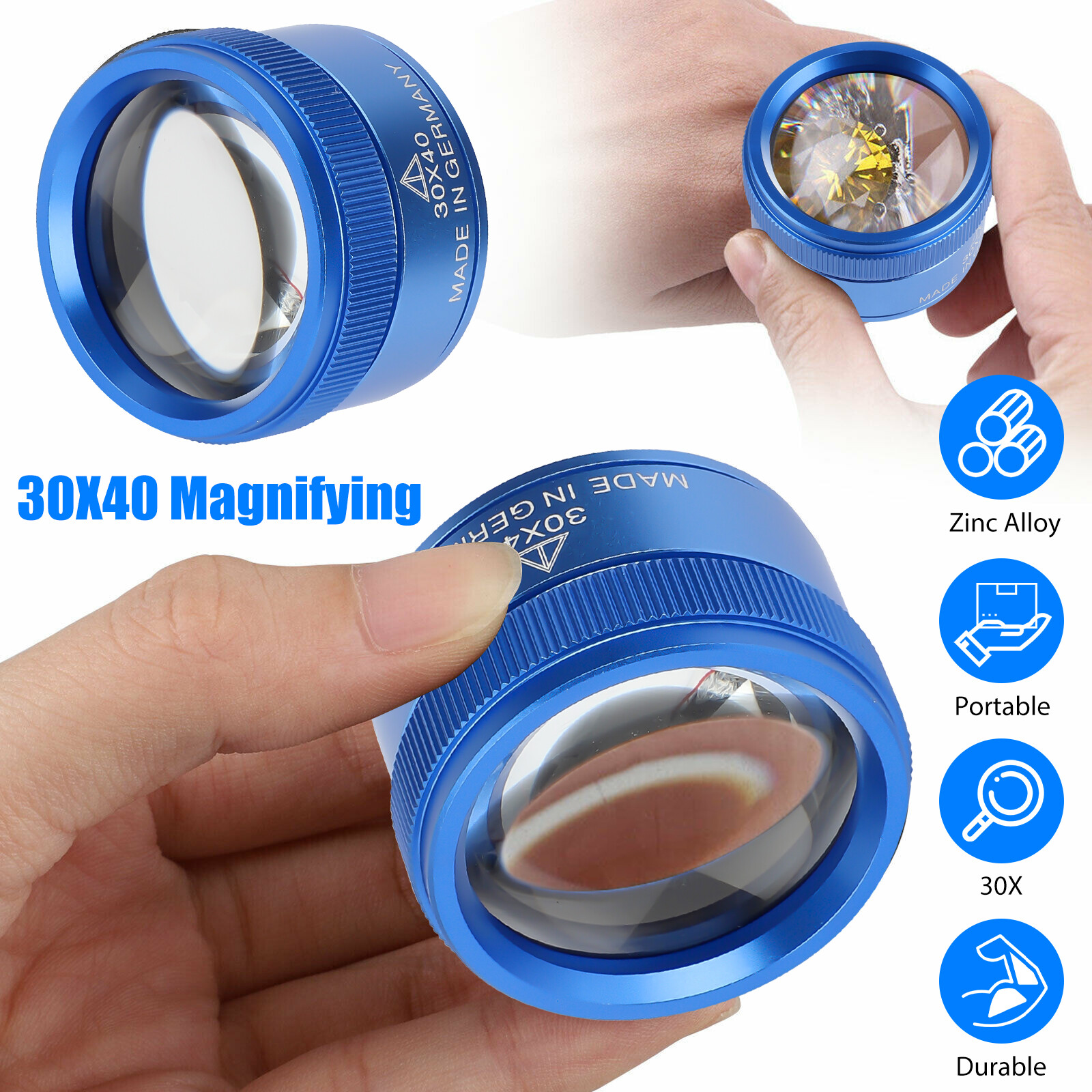 30x Pocket Magnifying Glass Eye Loop Optical Magnifier Jewelry Watch ...