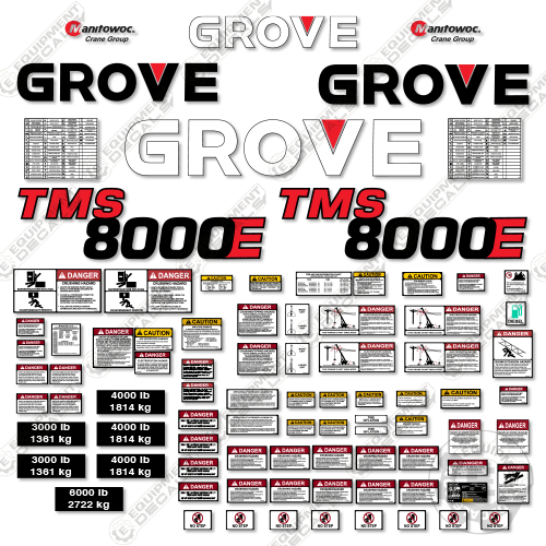 Fits Grove TMS8000E Decal Kit Truck-Mounted Cranes - 7 YEAR OUTDOOR 3M ...