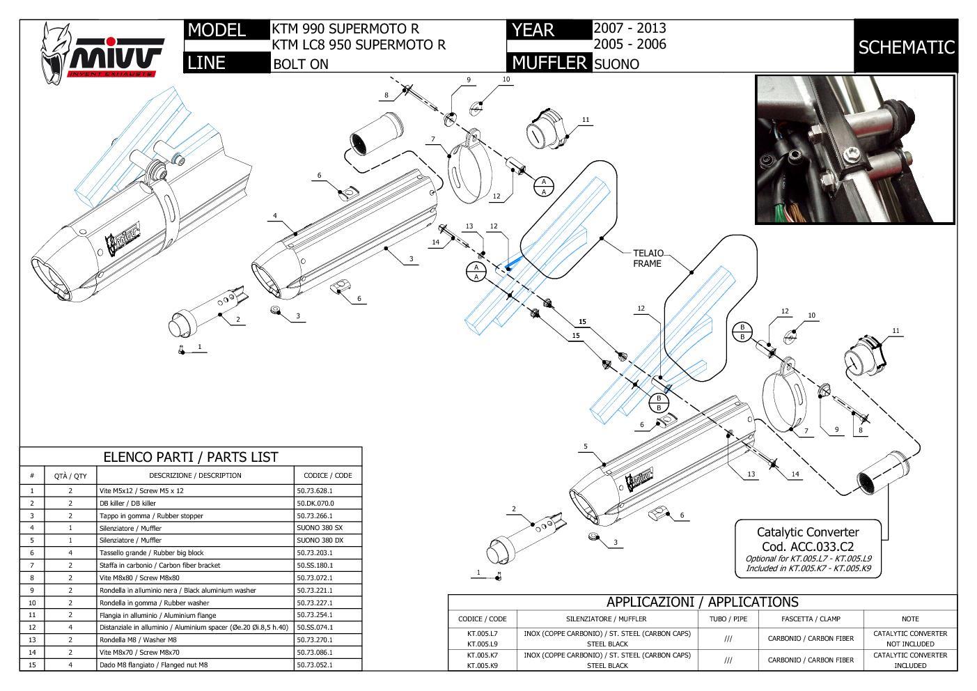 Mivv Exhaust Mufflers Suono Black Steel for Ktm Lc8 950 Supermoto R 2005 > 2006 | eBay