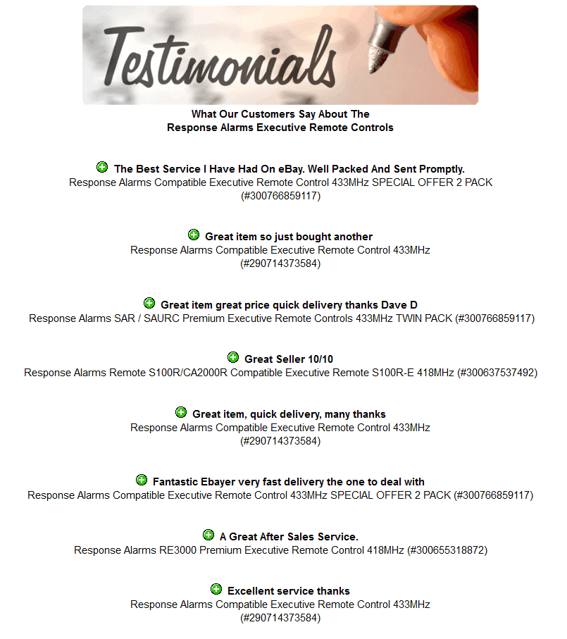 Response Alarms SAR / SAURC Executive Remote Control 433MHz & Guide ...