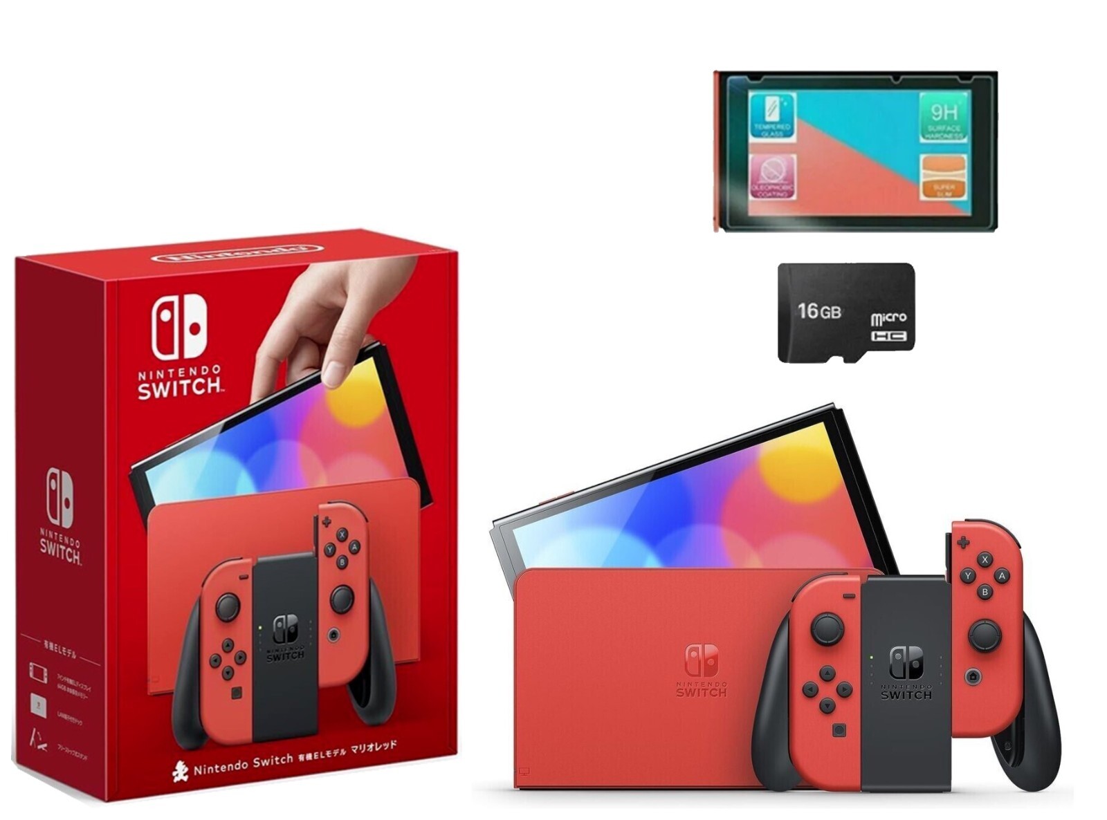 ⭐ NEW Nintendo Switch OLED Mario Console 🍄 64GB + Screen Protector ...