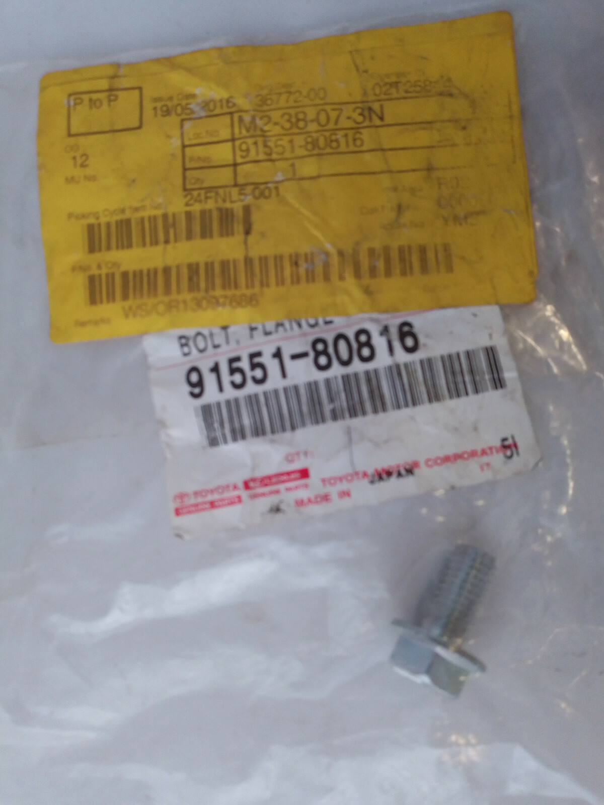 (1 PIECE) Genuine Toyota 91551-80816 Manual Transmission Oil Separator ...
