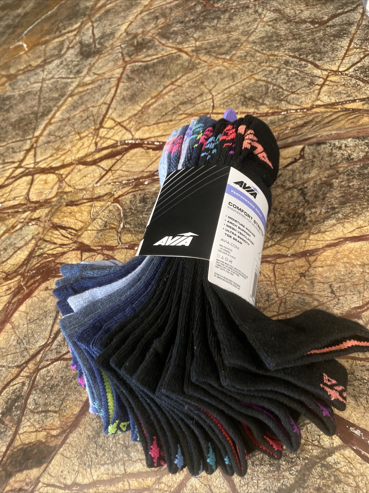 Avia 12 Pair Women’s Low Cut Performance Denim HeathEr Socks. Shoe 4-10 ...