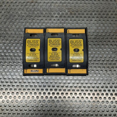 BUSSMANN JTN60030 Class J 0-30A Fuse Holder with Fuses - LOT OF 3 | eBay