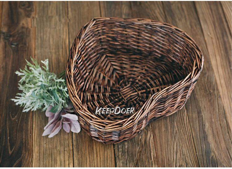 Newborn Baby Studio Photography Props Rattan Weave Heart Shape Box ...