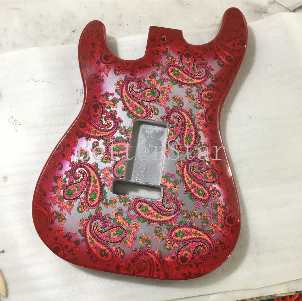 Unfinished Paisley Red ST Electric Guitar DIY Solid Body HHH Pickup Groove | eBay