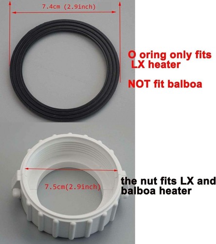 2 Pack Spa Hot Tub Heater Split Nut Unions with Screw, Heater Gasket/O ...