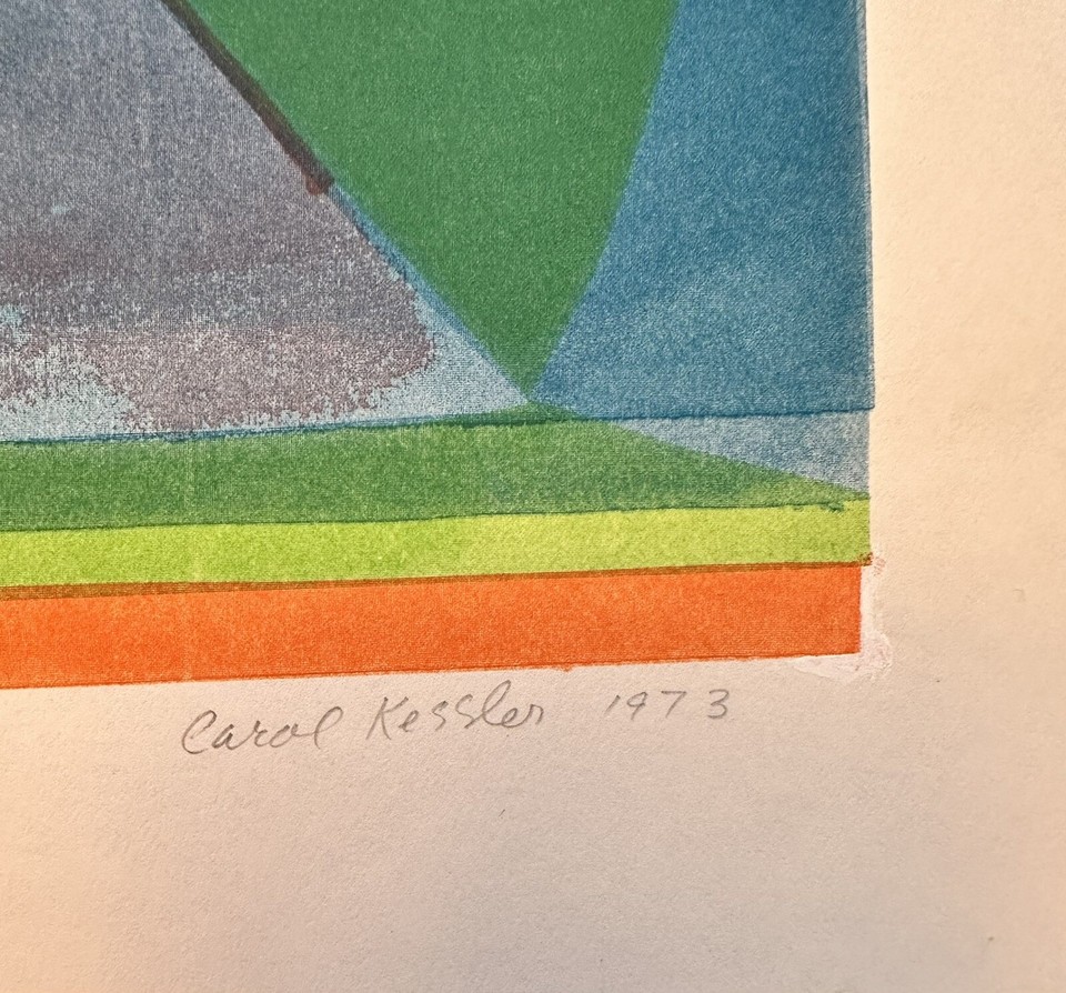 Carol Kessler SILKSCREEN Print “Blue Mountan II” 1973 Signed, Artist ...