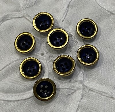 Vintage Gold & Navy Blue Dome Shape Buttons x 8 | eBay Australia