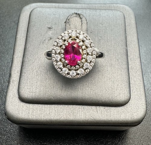 .925 Hot Pink Cubic Zirconia Sterling Silver Ring | eBay