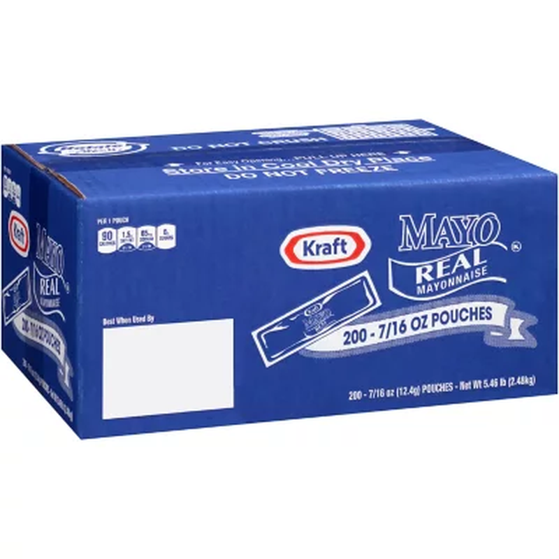 Kraft Real Mayo Mayonnaise Single Serve Pouches, 200 Count - Convenient ...