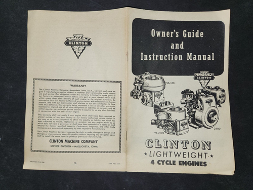 Clinton Light Weight 4 Cycle Engines Owner's Manual. (part # 6551). ca ...