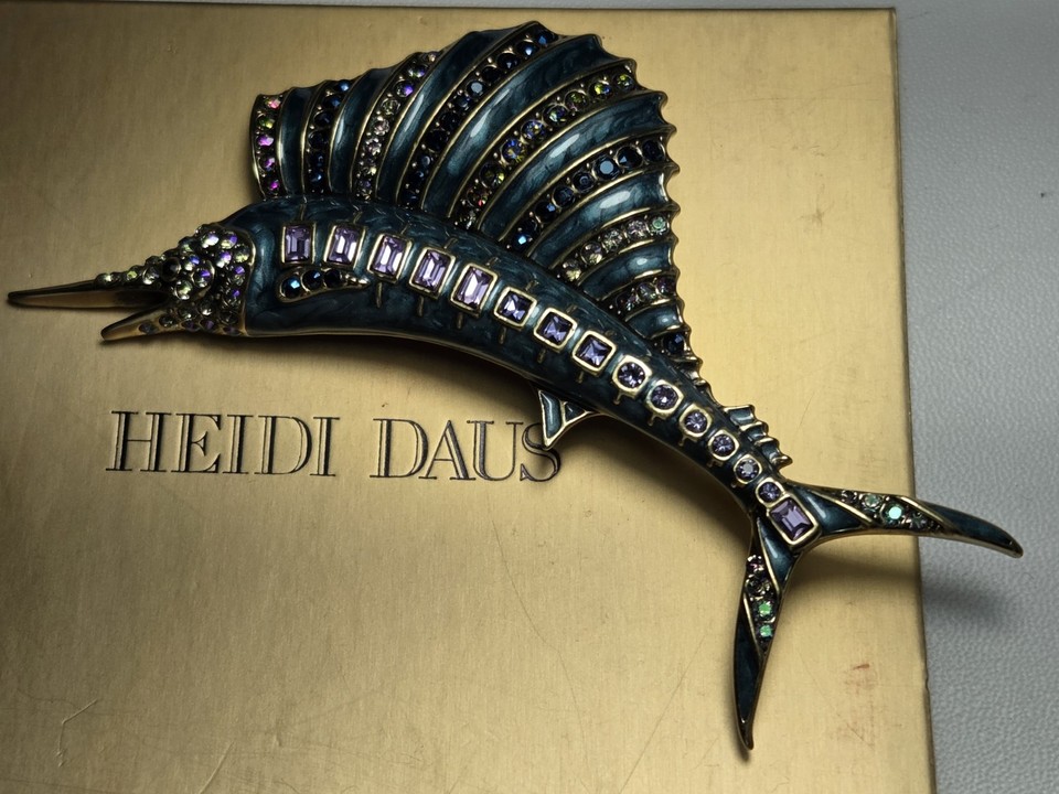 New Heidi Daus "Stunning Sailfish" Signed Crystal & Enamel Sailfish ...