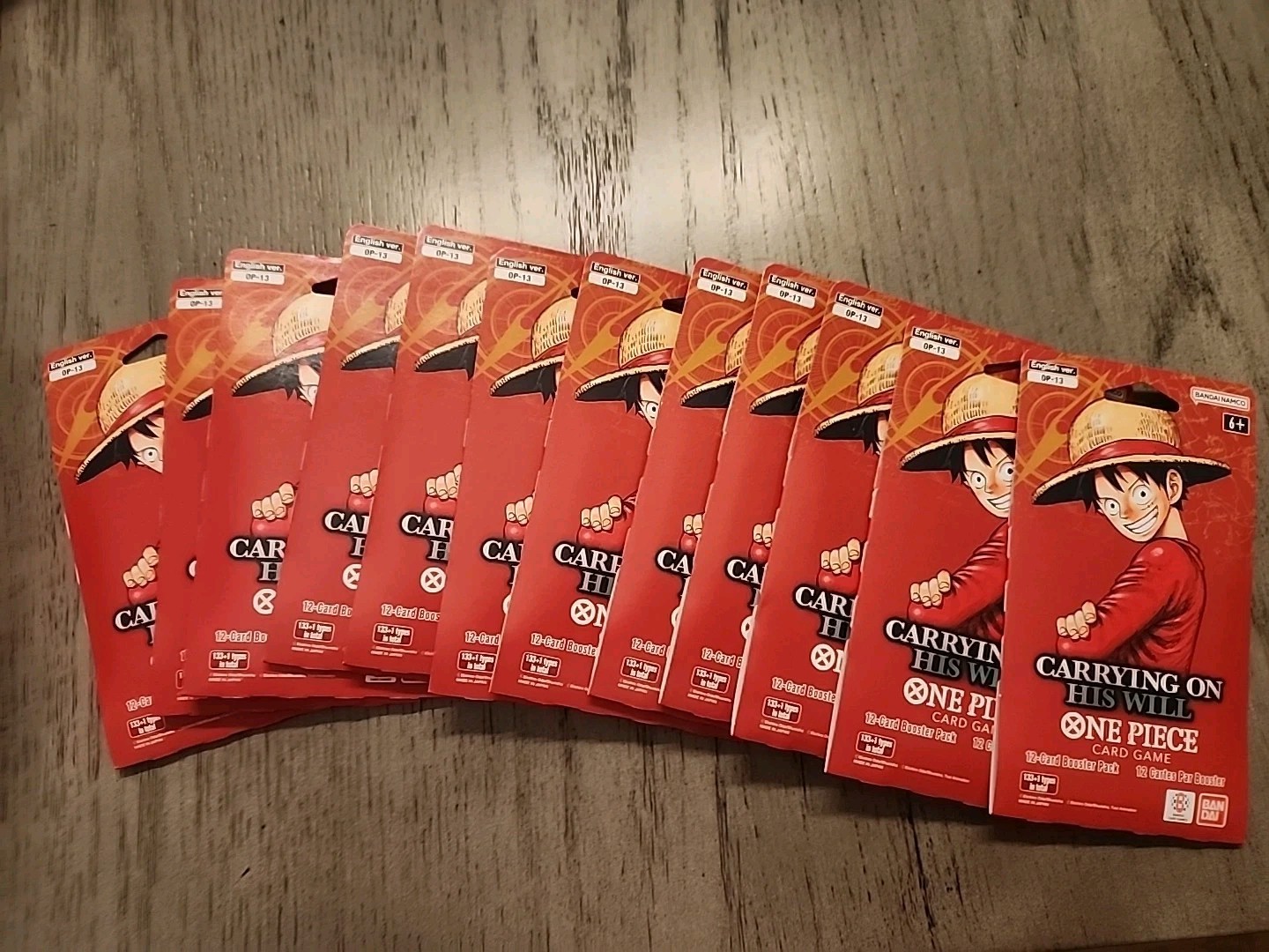 One Piece OP-13 CARRYING ON HIS WILL Sleeved Booster Packs Lot Of 12 ...