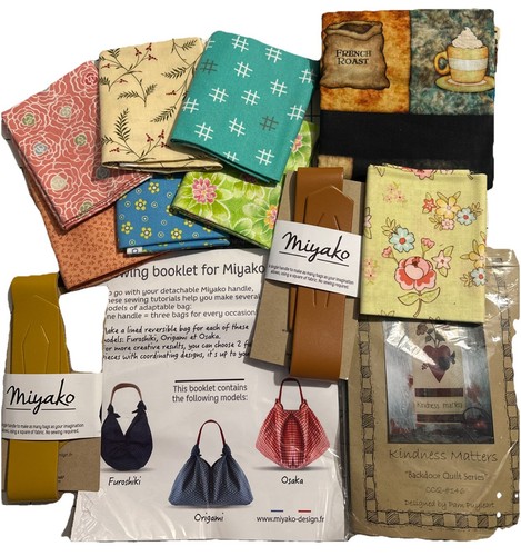 LOT DIY Quilt Miyako Purse Bag Handles Pattern Fabric Fat Quarters Over ...