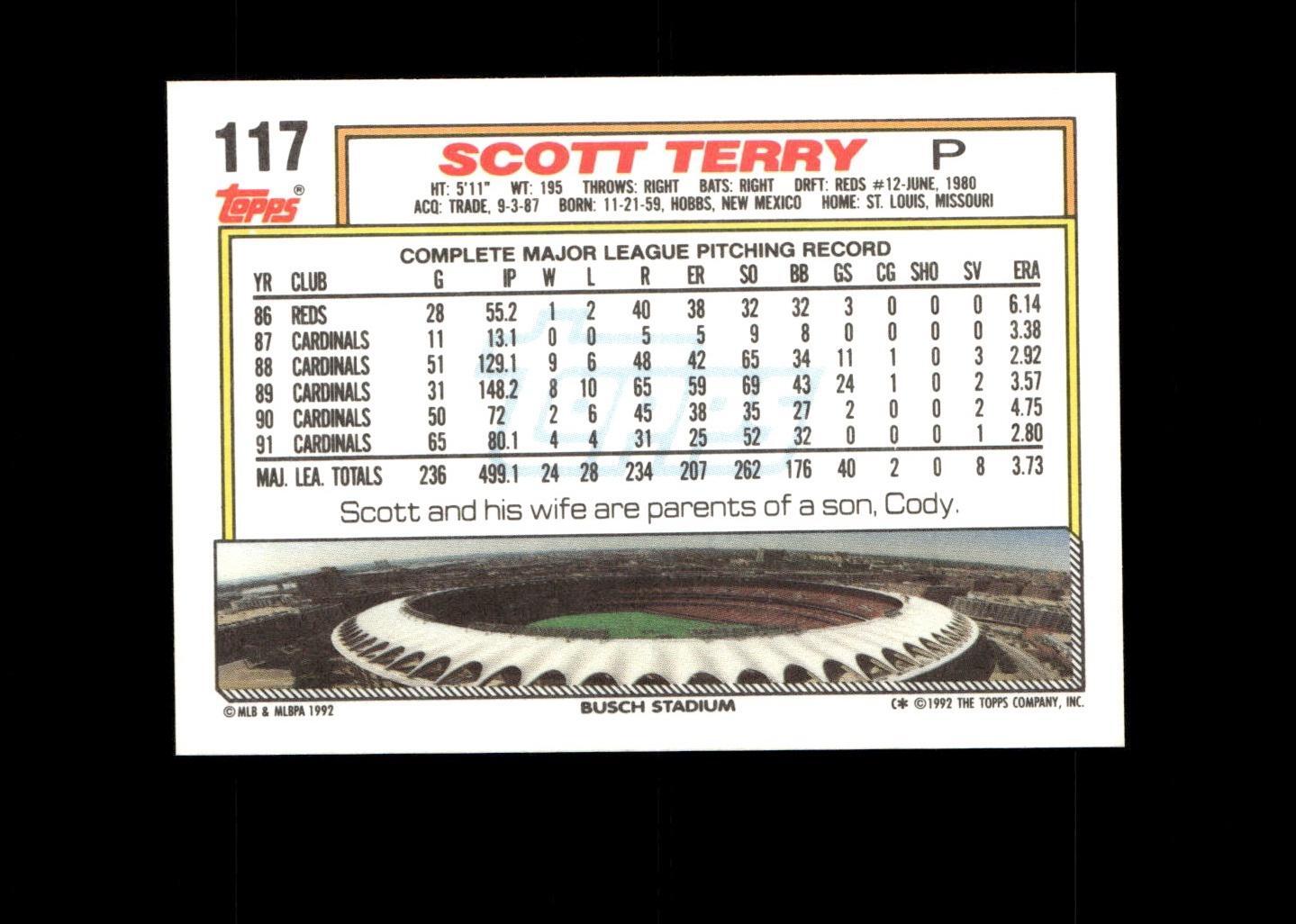 Scott Terry 1992 Topps Baseball Card #117 St. Louis Cardinals | eBay