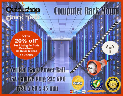 Vertical Rack Power Rail – 15A Captive Plug 23x GPO – 1780 x 60 x 45 mm ...