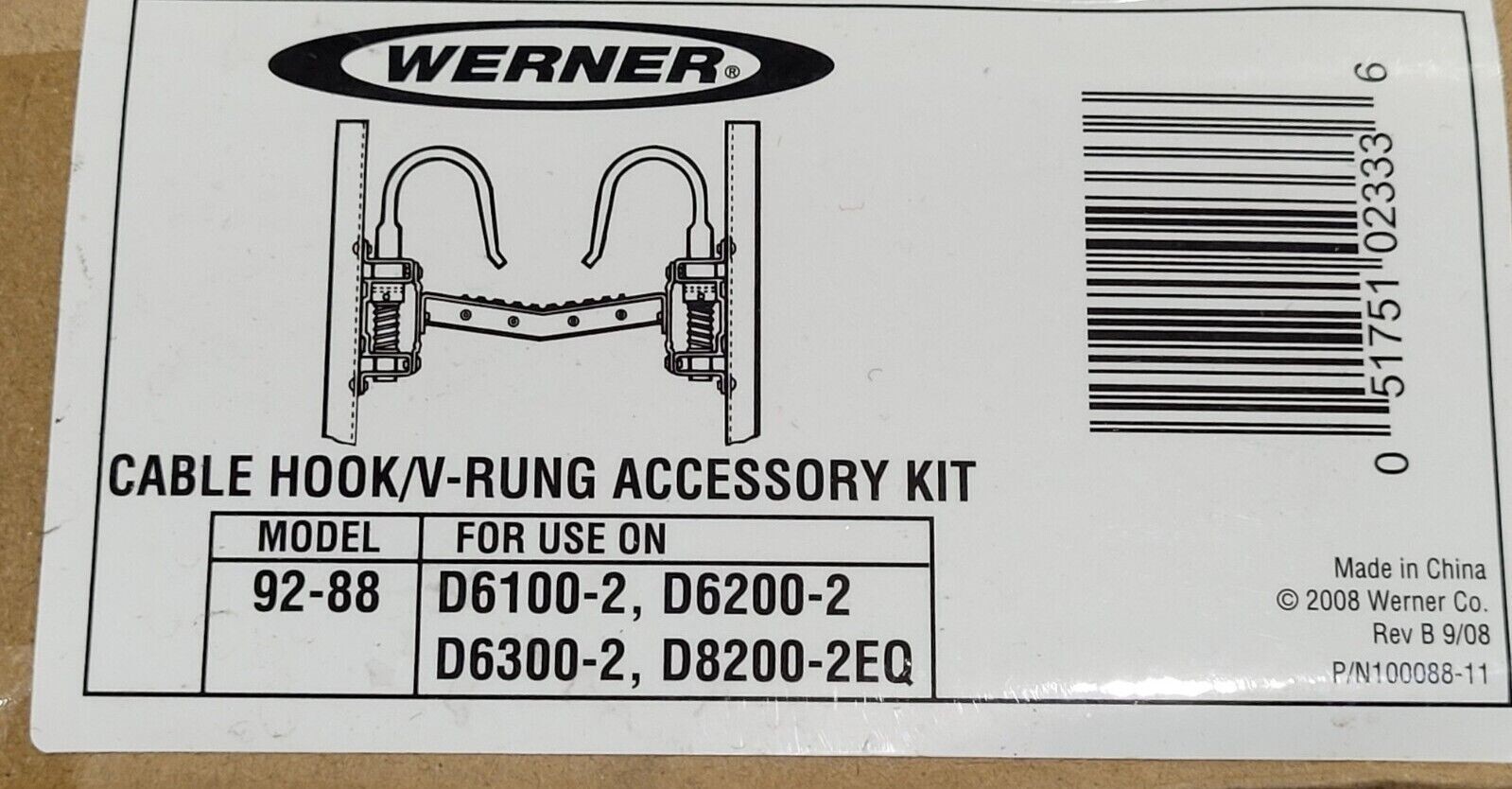 Werner 92-89 Cable Hook and V-rung Assembly - Silver for sale online | eBay