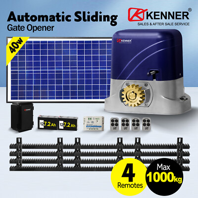 KENNER Full Solar Sliding Gate Motor Opener 4m / 5m /6m Rack 4x Remote ...