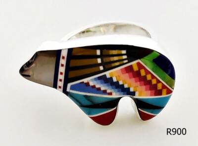 ELEGANT GALAXY SATURN RED SPINY ONYX LAPIZ INLAY 925 SILVER BEAR RING ...