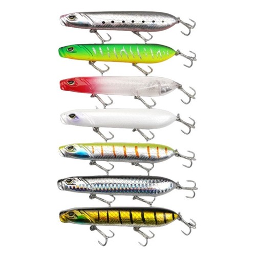 7Pcs Top Water Lure Spook 10cm/18g Pencil Bait Fishing Rotating Tail ...