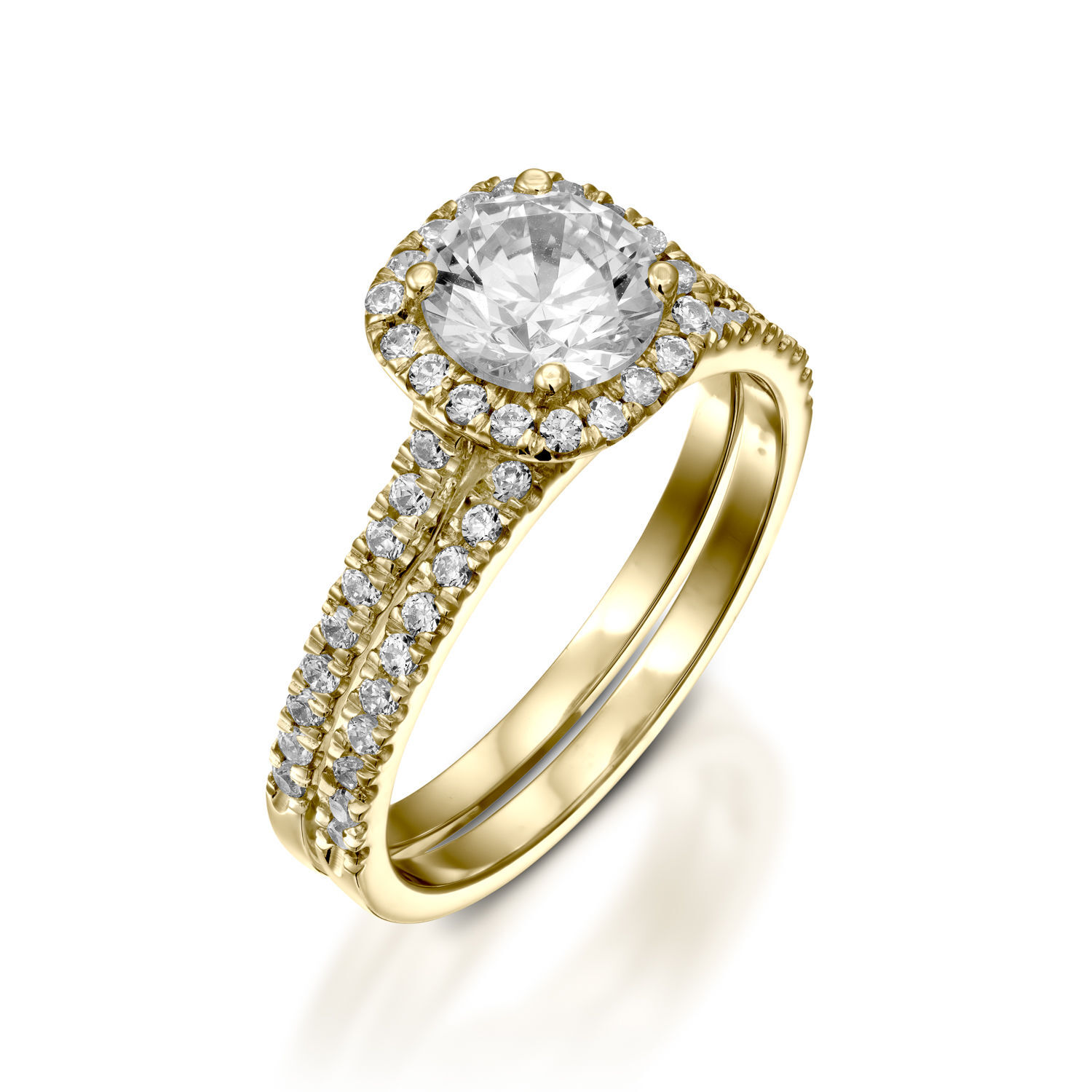 2 CT Round Diamond Engagement Ring Set D/VS2 14K White Gold Wedding ...