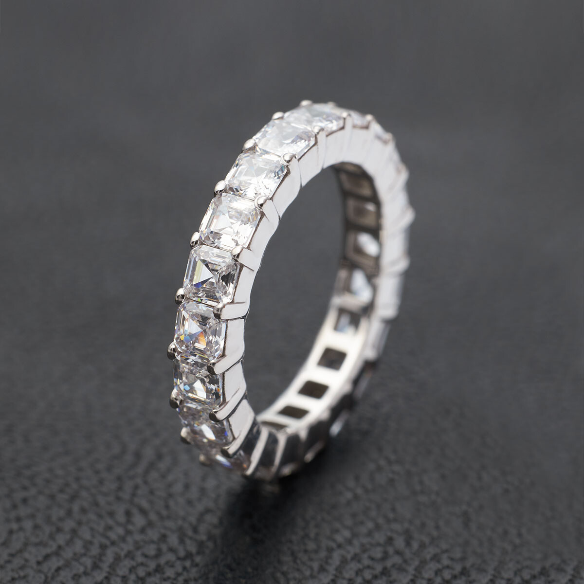 Asscher Diamond Wedding Band For Women Eternity Band Simulated 3.50CT ...