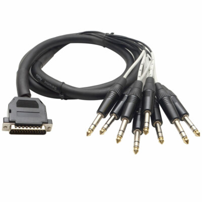DB25 to 8 Channel 1/4" TRS 5 Foot D-Sub Snake Cable Patch Bay Interface ...