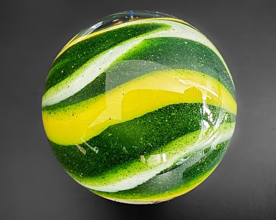Rick Davis 1.5" Aventurine Yellow Lobed Onionskin Handblown Art Glass ...