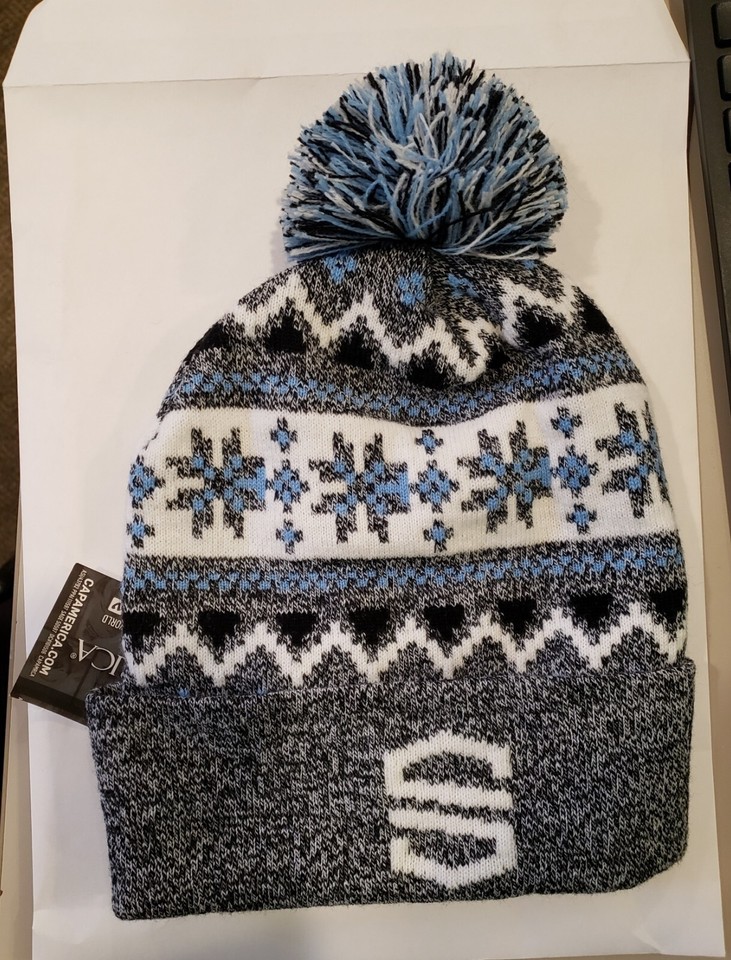 NWT Knit Winter Ski Cap Hat Beanie Made in USA Tassel Pom Pom | eBay
