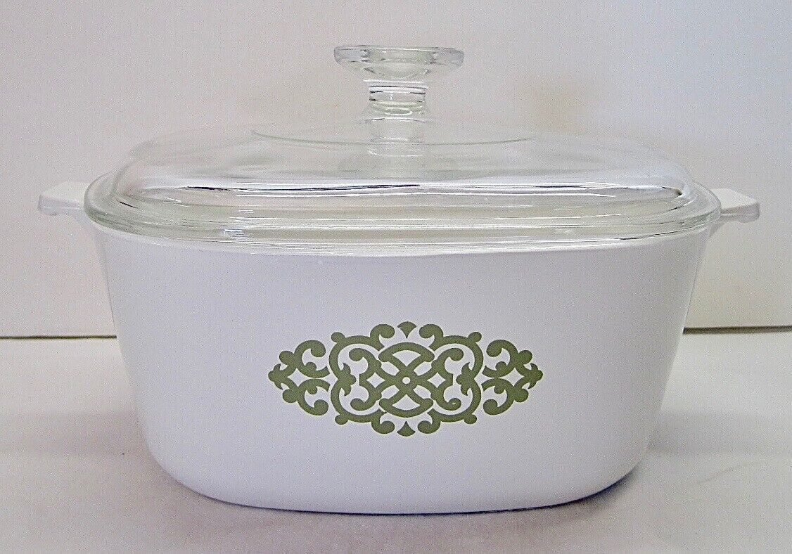 Vtg Corning Ware Green Medallion P-41-B 1 3/4 Cup-P-2 1/2-B 2 1/2 Qt.w ...