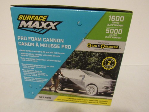 Surface Maxx Pro Foam Cannon 5000 Max PSI Fully Adjustable Fan Pattern ...
