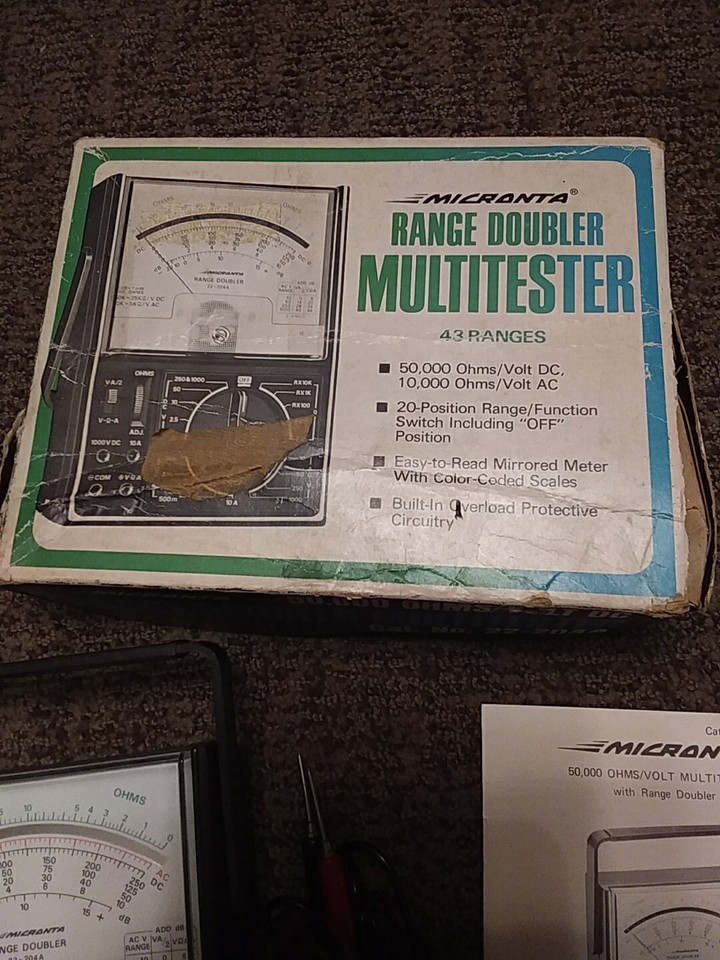 Micronta 22-204A Range Doubler Multitester Multi-meter 43 ranges W/ Box ...