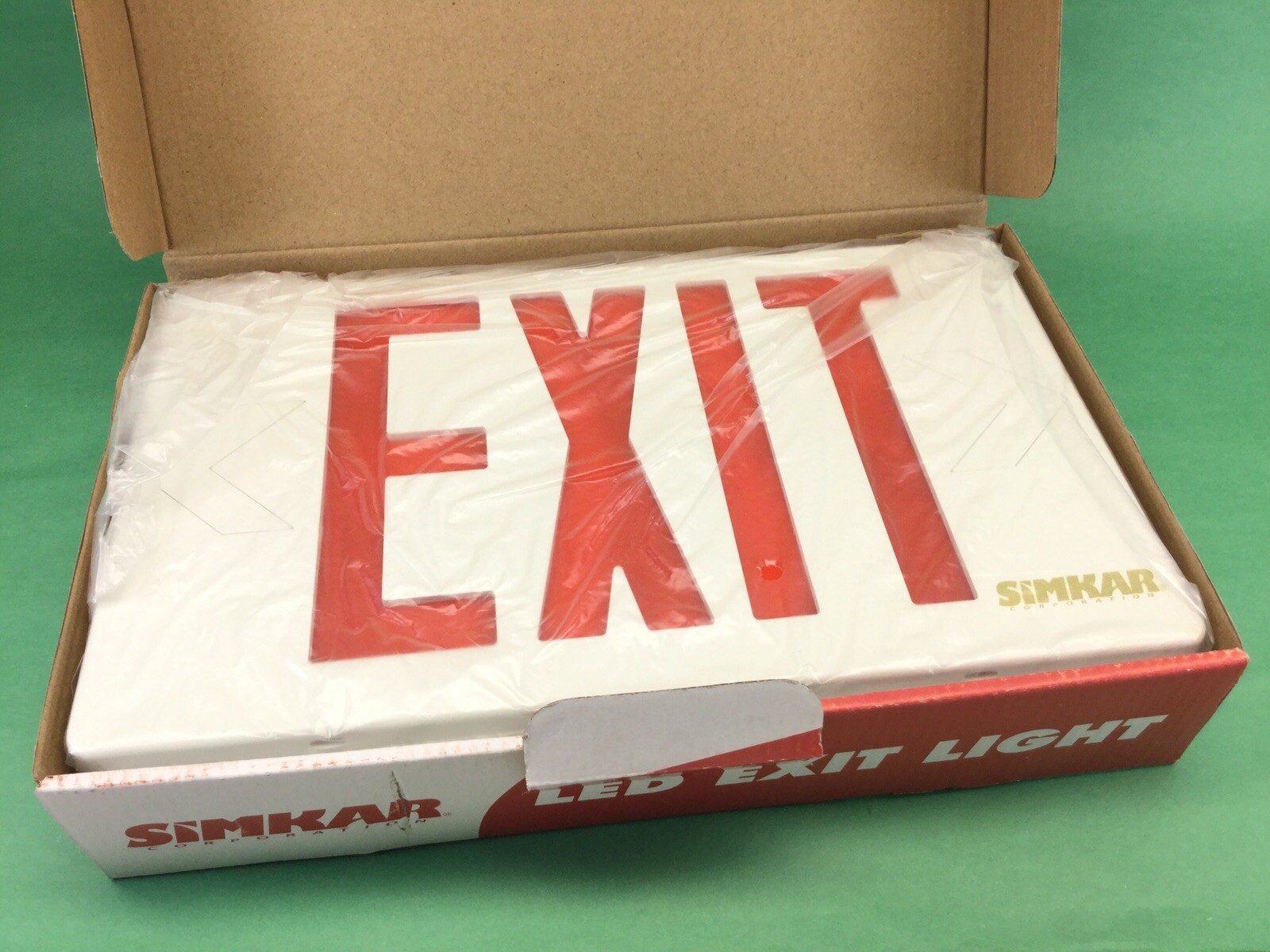 Simkar LED Exit Sign Red Letters Arrows Double Sided Battery Backup ...