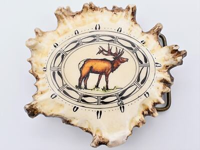 Elk Antler Painted Southwestern Geometric Rosette Crown Burr Vintage ...