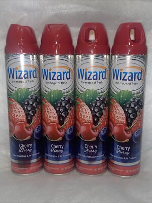 4x Wizard Odor Neutralizer & Air Freshener Spray CHERRY BERRY 10oz Ea ...