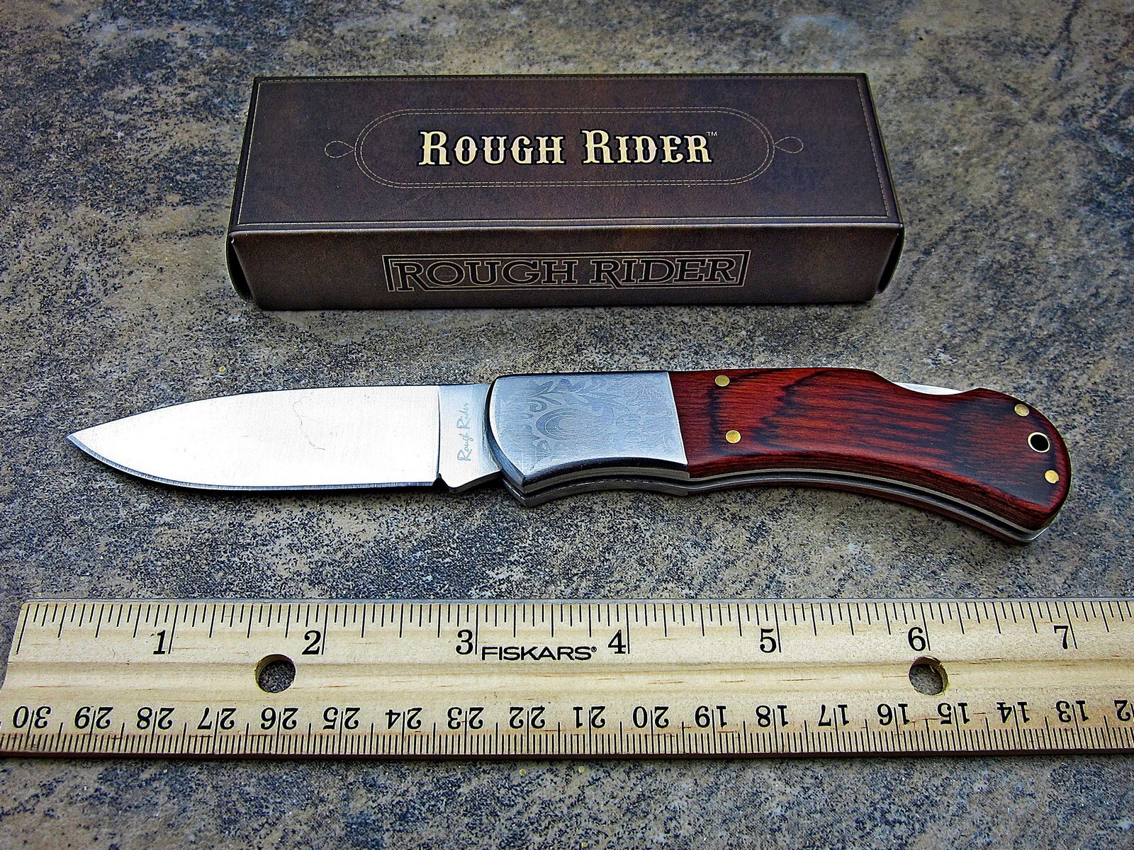 Rough Rider Wood Handles Scroll Work Bolster Lockback Folding Pocket ...