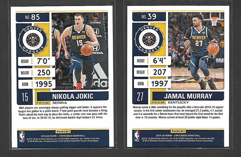 Denver Nuggets- NBA Champions- 2 card lot- Nikola Jokic and Jamal ...