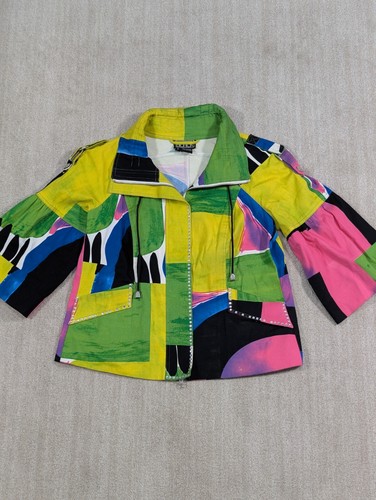 Vintage Berer Jacket Women's S Small Colorful Full Zip Geometric 80s ...