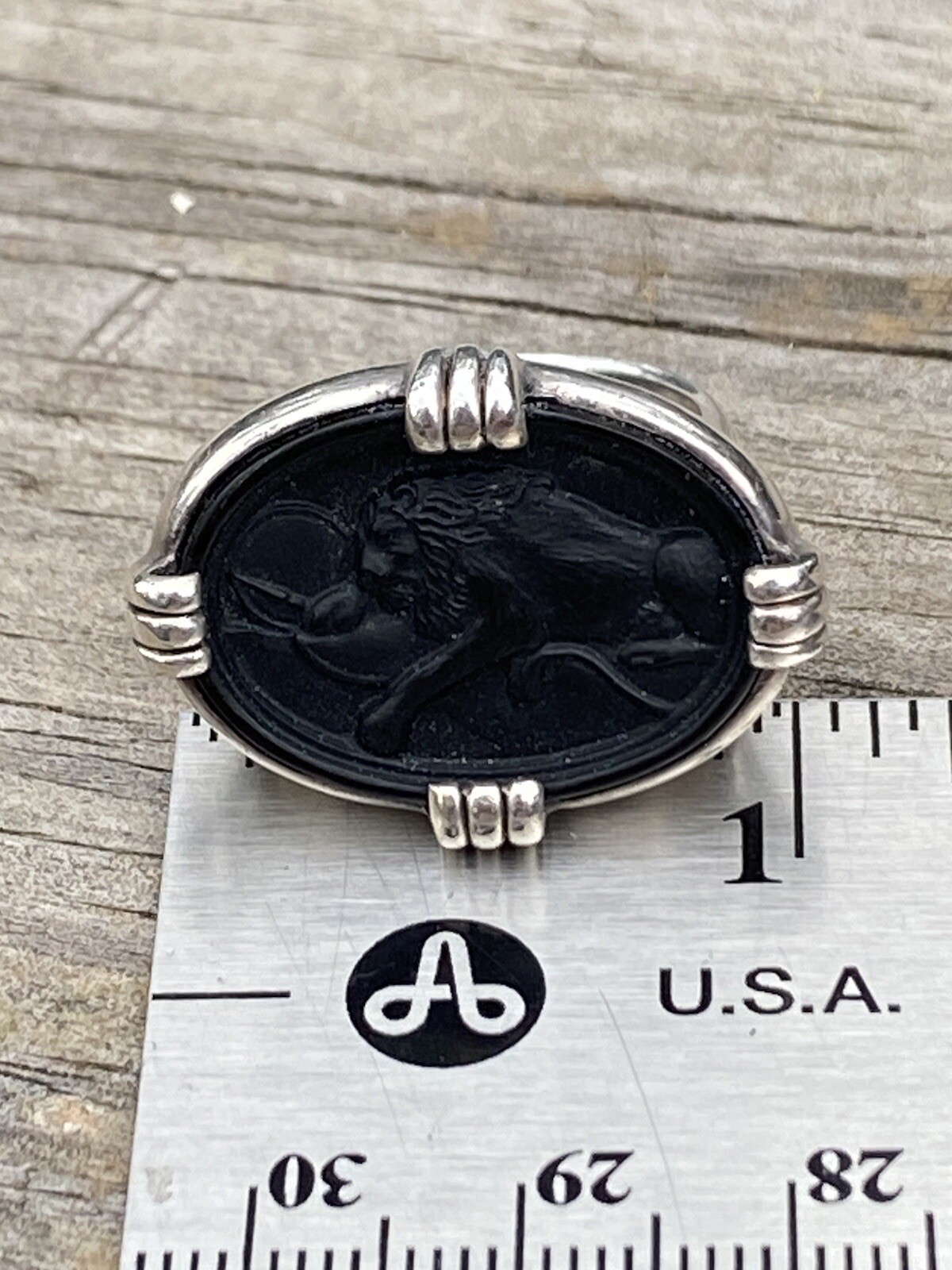 SLANE & SLANE Sterling Silver 925 Felidae Lion Onyx Cameo Ring, 12g | eBay