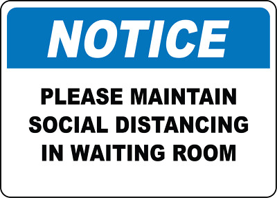 MAINTAIN SOCIAL DISTANCING IN WAITING ROOM| Laminated Vinyl Decal ...