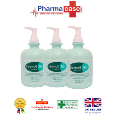 Dermol Lotion 500ml x 3 - Treats/Prevents Dry & Itchy Skin, In Eczema ...