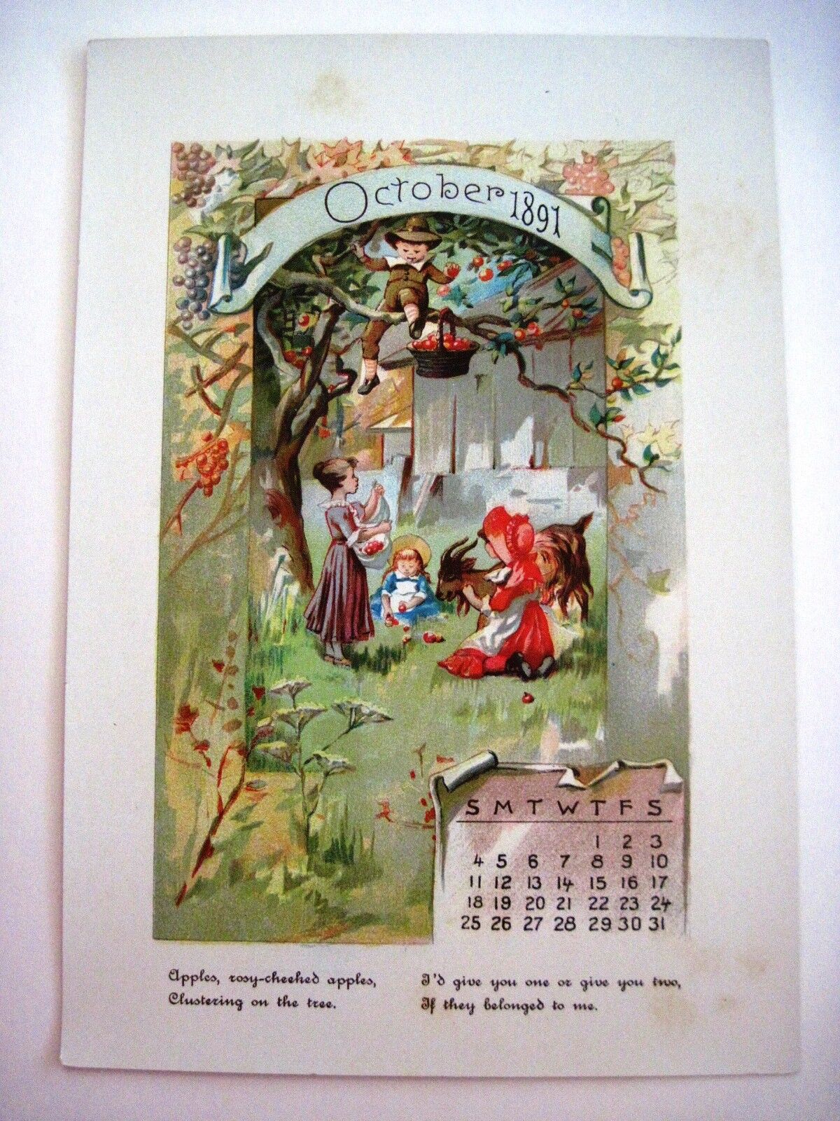 1891 Calendar w/ 12 Pages of Great Colored Graphics * | eBay