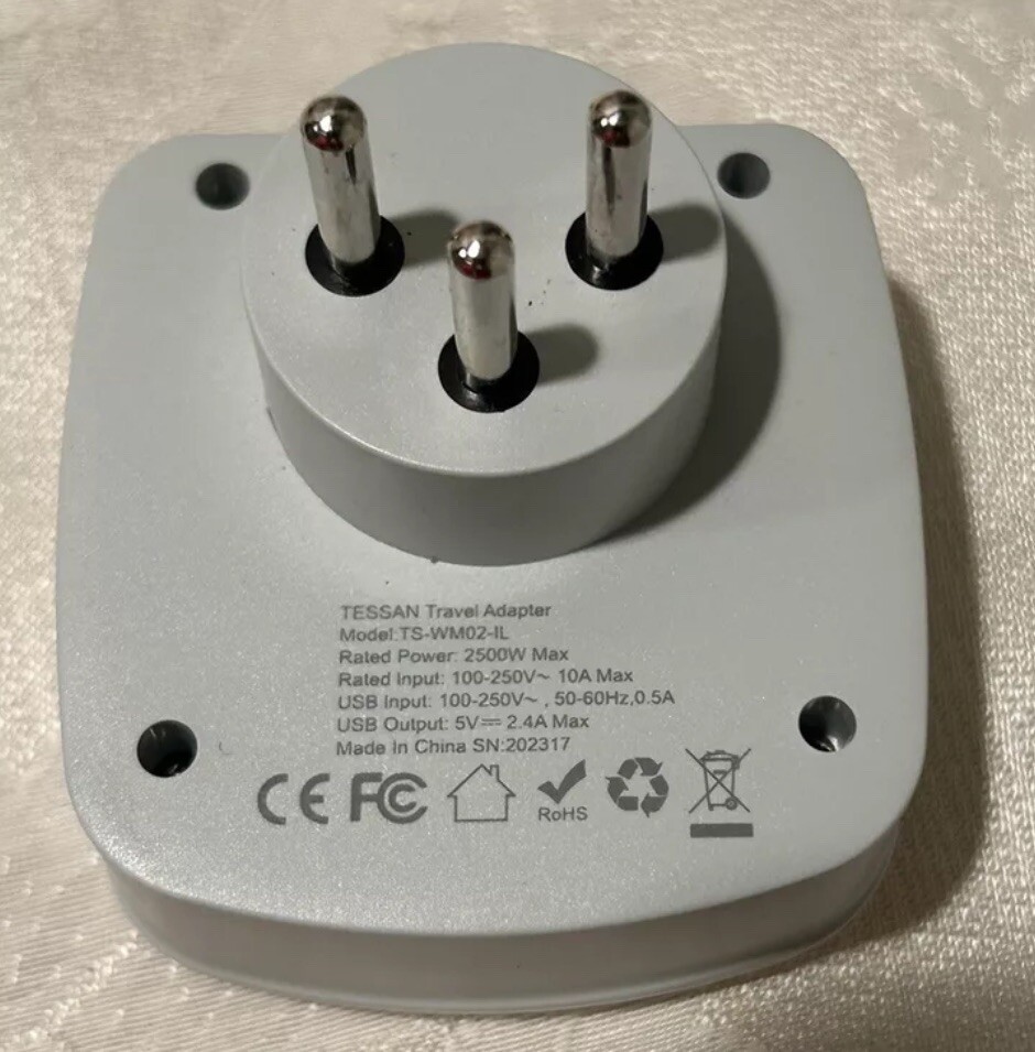 TESSAN Power Adapter, Type H Travel Plug Converter Adaptor with 2 USB ...