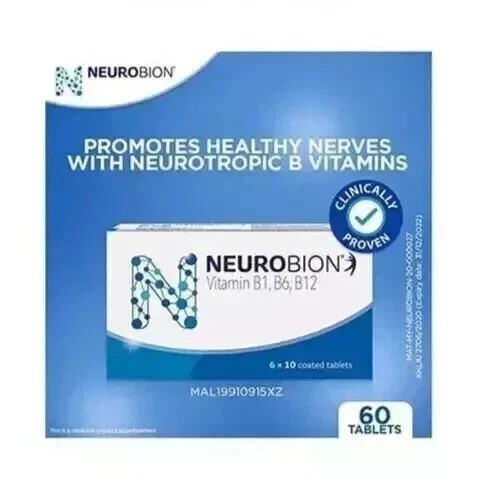 2x Neurobion 60 Tablets Vitamin B1 B6 B12 for Nerve Health & Function ...
