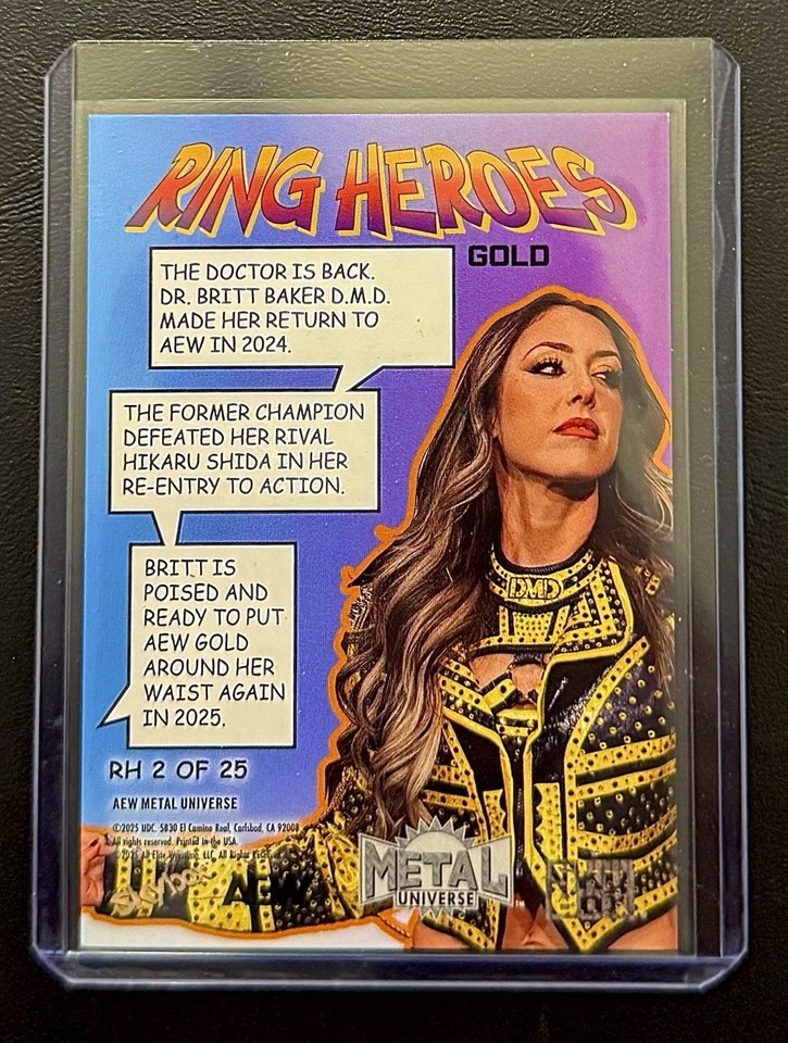 2025 SkyBox Metal Universe AEW Dr Britt Baker Ring Heroes Gold Spectrum ...