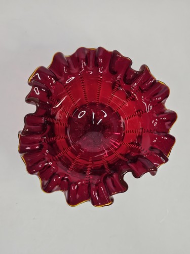 Vintage Fenton Ruby Red Pedestal Glass Footed Compote Dish 4.75" | eBay
